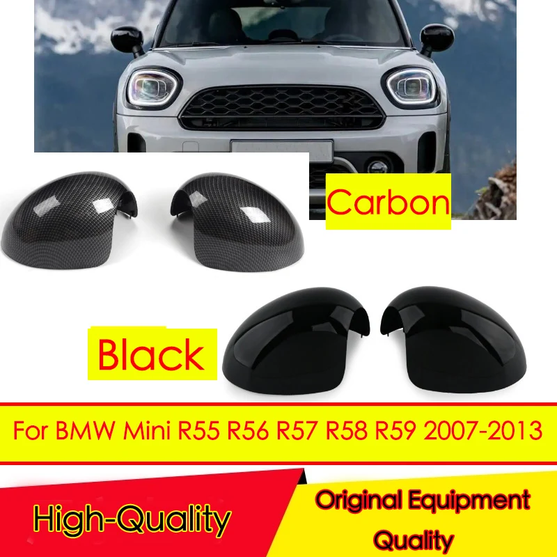 For BMW Mini R55 R56 2007-2013 Rearview Mirror Cover Cap Gloss Black ...