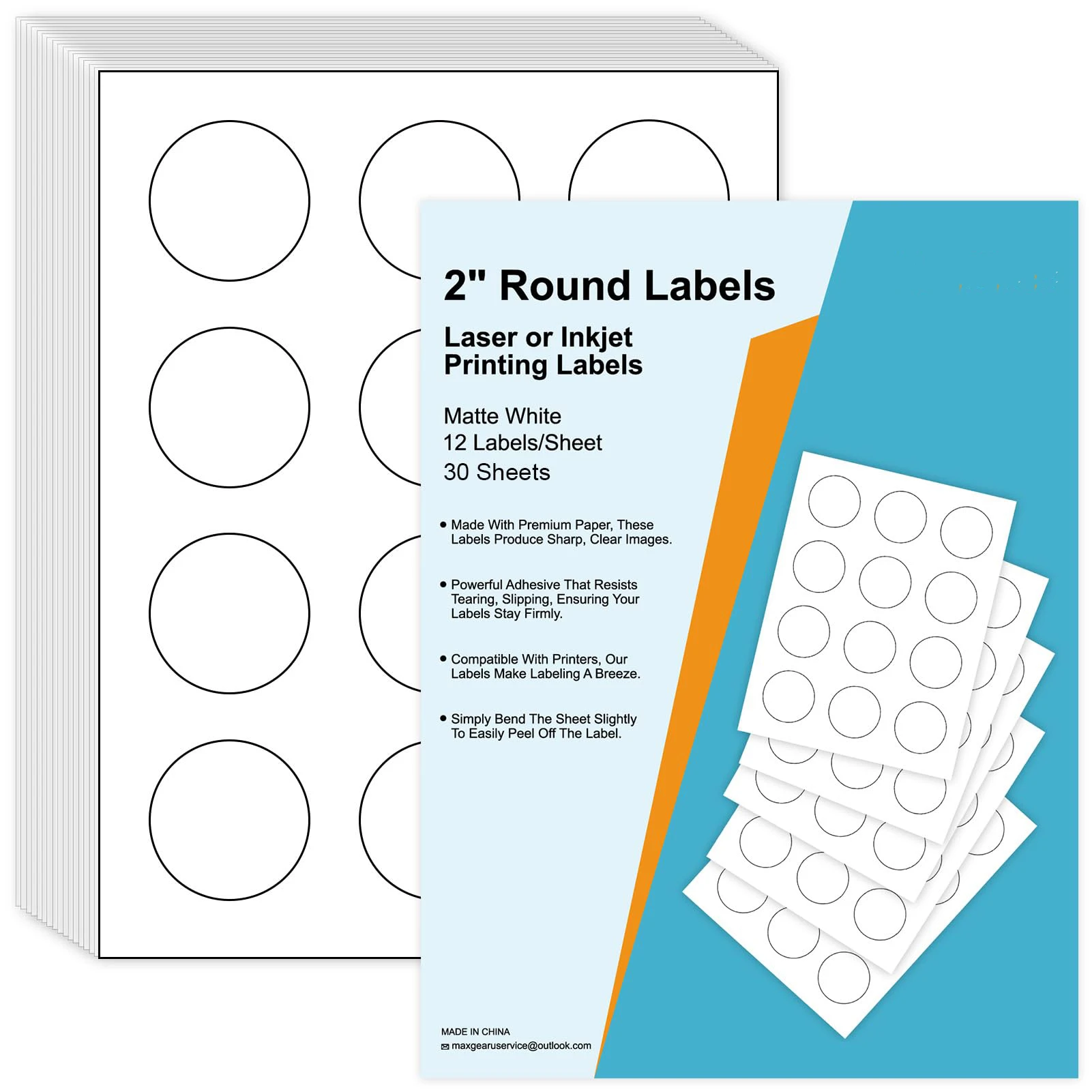360-Labels-2-Round-Inkjet-Laser-Printer-Matte-White-Strong-Adhesive ...