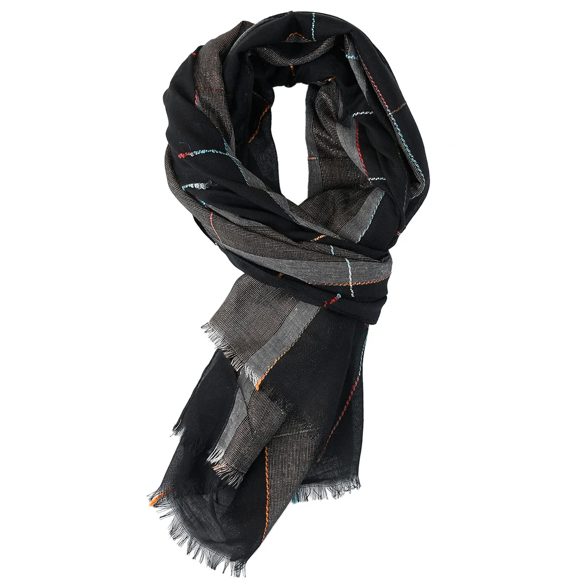 2023-New-Men-s-British-Scarf-Spring-Summer-Gold-Silk-Colorful-Plaid ...