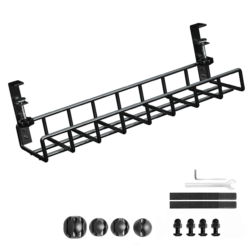 Under-Desk-Cable-Management-Tray-Upgraded-Long-Arm-Clamp-Inward-Or ...