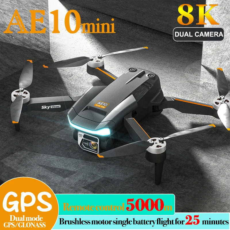 2023 nowy MINI Dron AE10 4K HD podwójny aparat z przepływem światła 8K ...