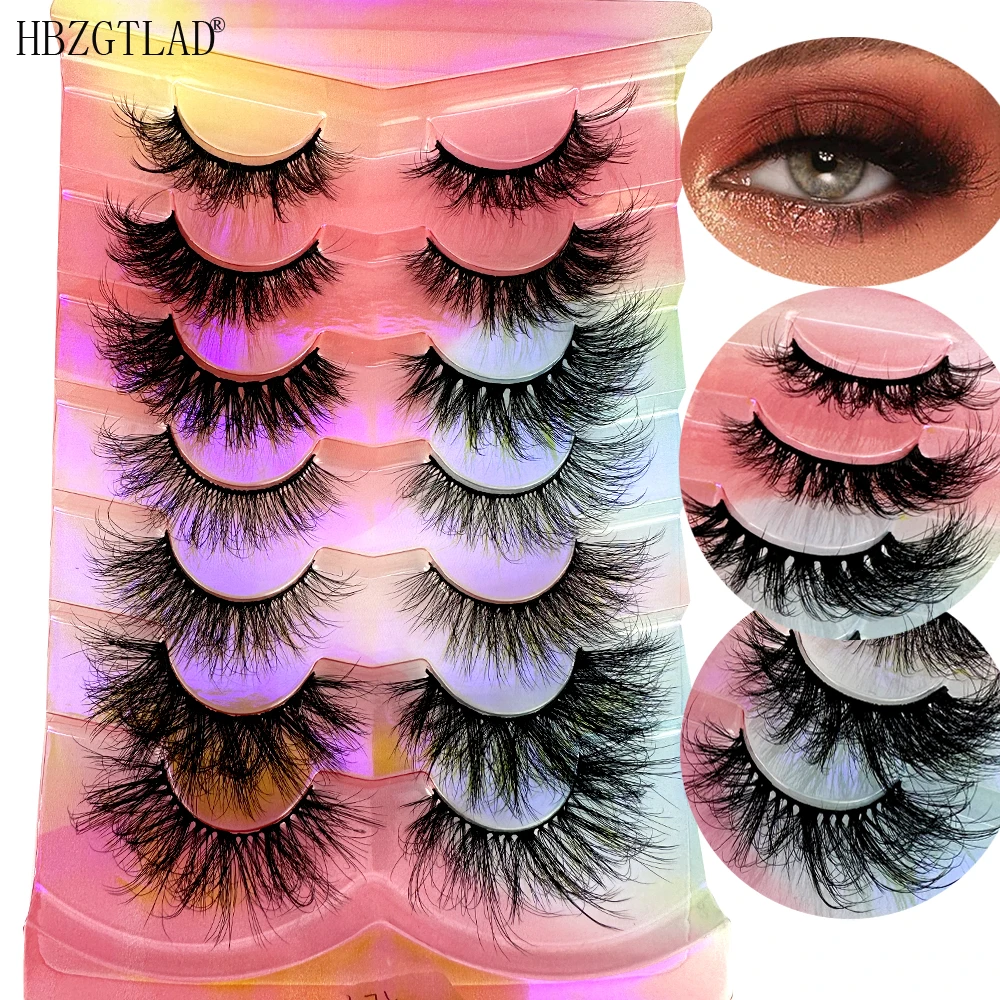 NEW-7Pairs-Natural-Mink-Eyelashes-Handmade-Soft-Long-False-Eyelash ...