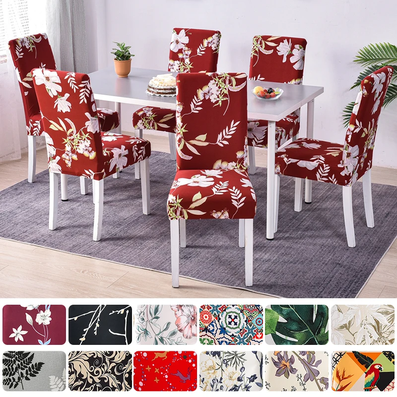 1-2-4-6-Pieces-Printed-Chair-Cover-Washable-Big-Elastic-Kitchen-Chair ...