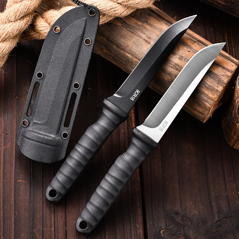 9CR18-Stainless-Steel-Hunting-Knife-Fixed-Blade-ABS-Handle-Tactical ...