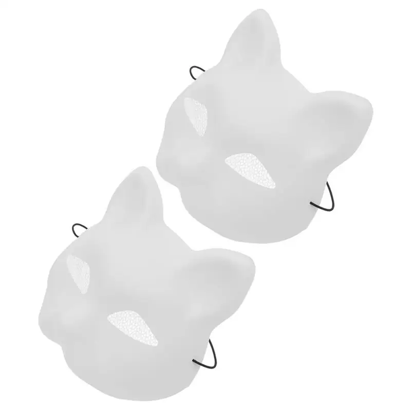 2-Pcs-Makeup-Costume-Props-Cat-Face-White-Embryo-Mask-Opera-Masquerade ...