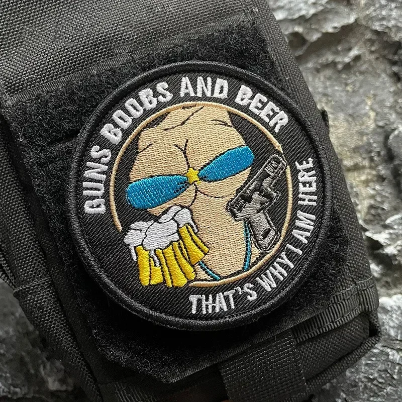 Guns-Boobs-and-Beers-Hook-and-Loop-Patches-Embroidery-Morale-Badge ...