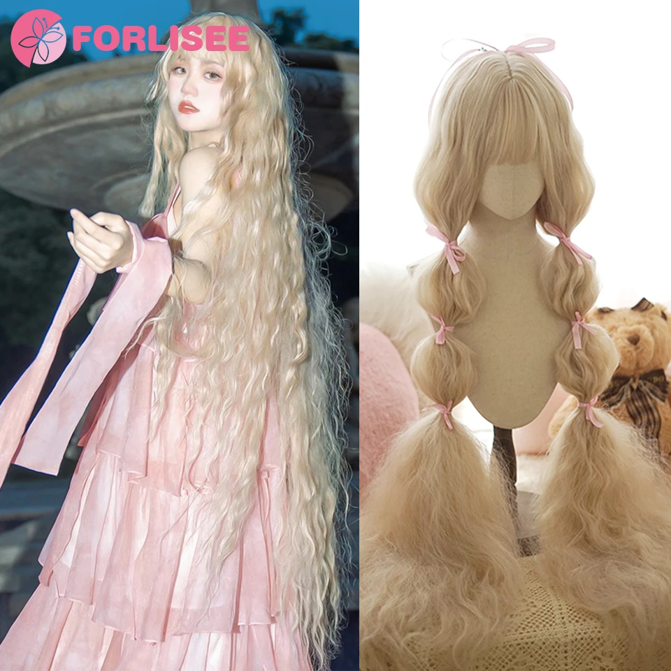 FORLISEE-43-Inch-Long-Curly-Synthetic-Lolita-Wig-With-Bangs-Role ...