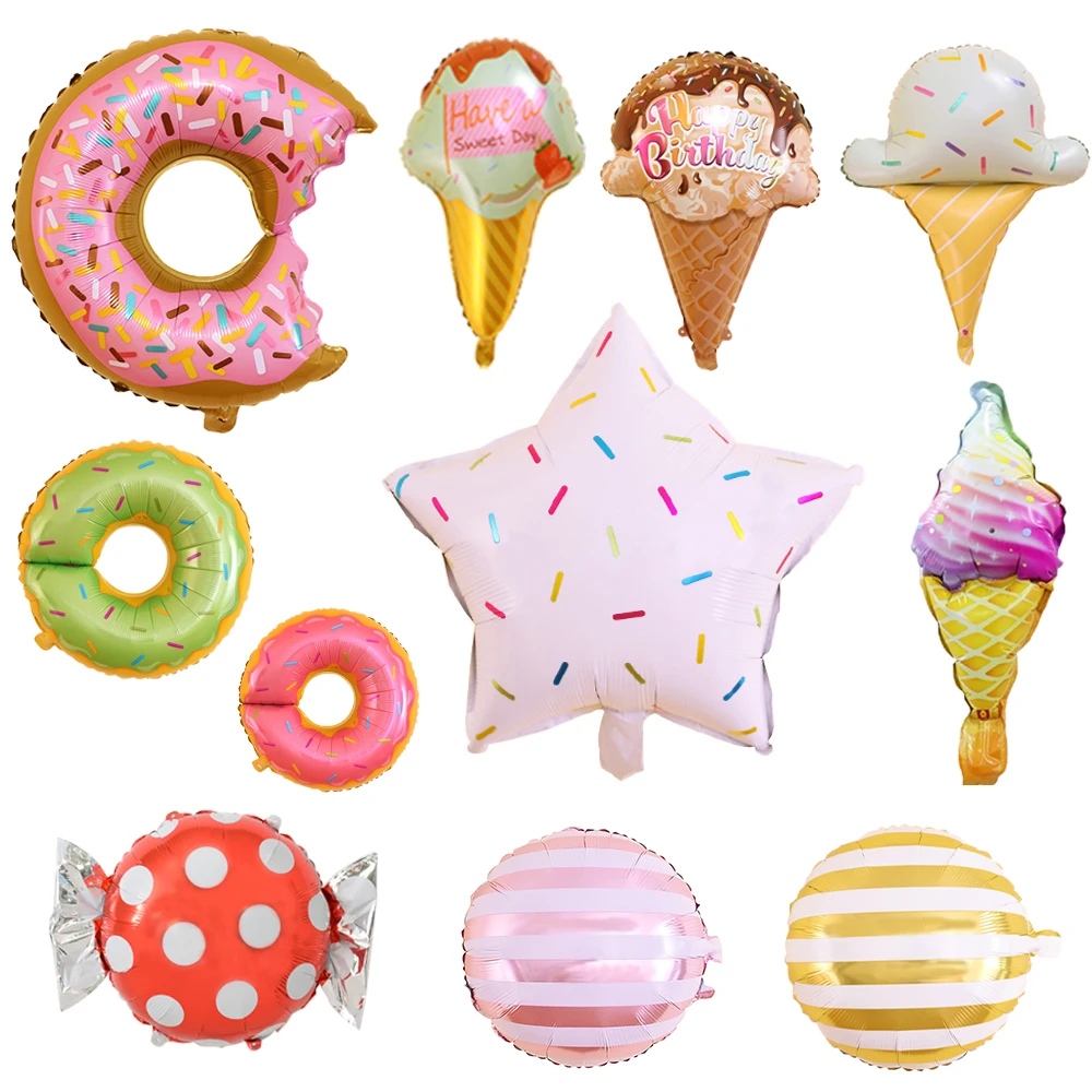 Foil Star Shaped Donut Balão, Ice Cream Balão, Pentagrama, Aniversário ...