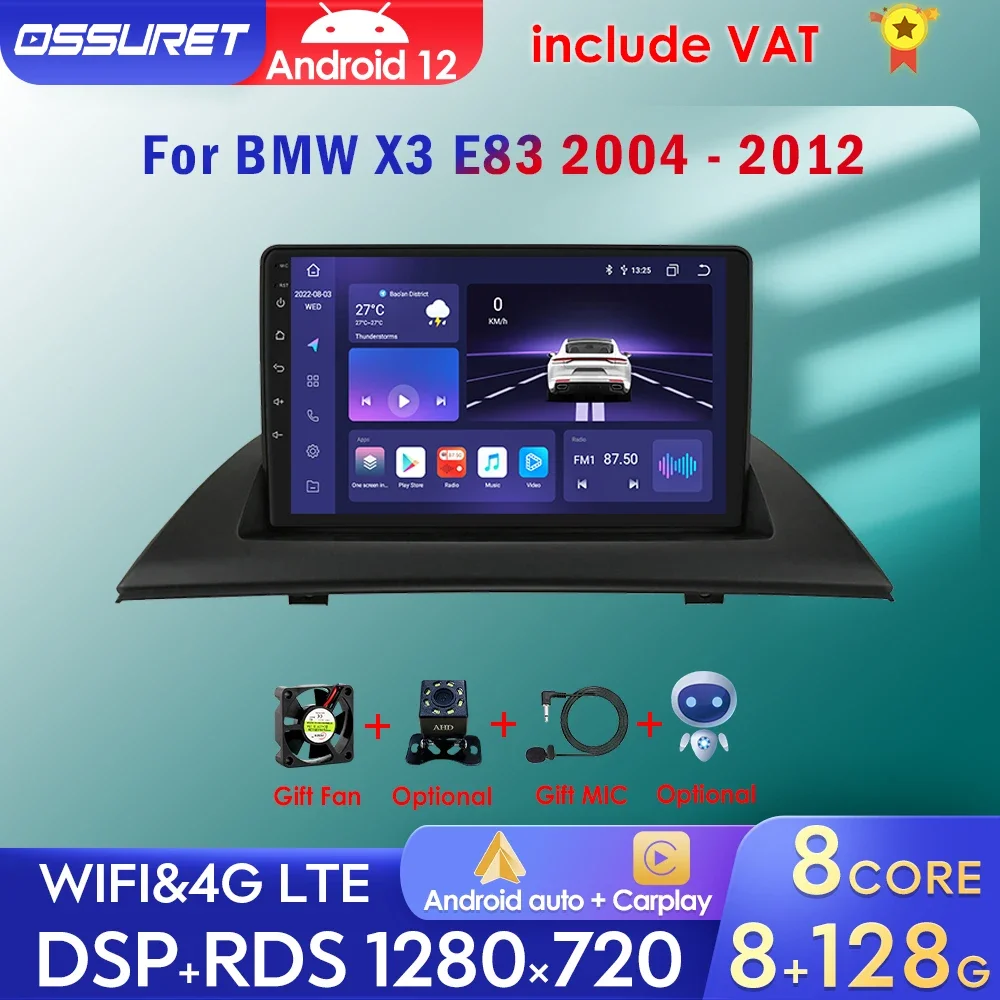 8G-128G-2-DIN-Android-12-Car-Radio-Stereo-Player-For-BMW-X3-E83-2004 ...