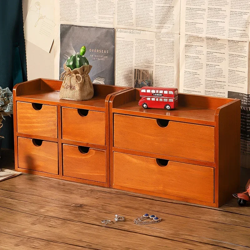 Retro solid wood old storage wooden box drawer multi-layer office ...
