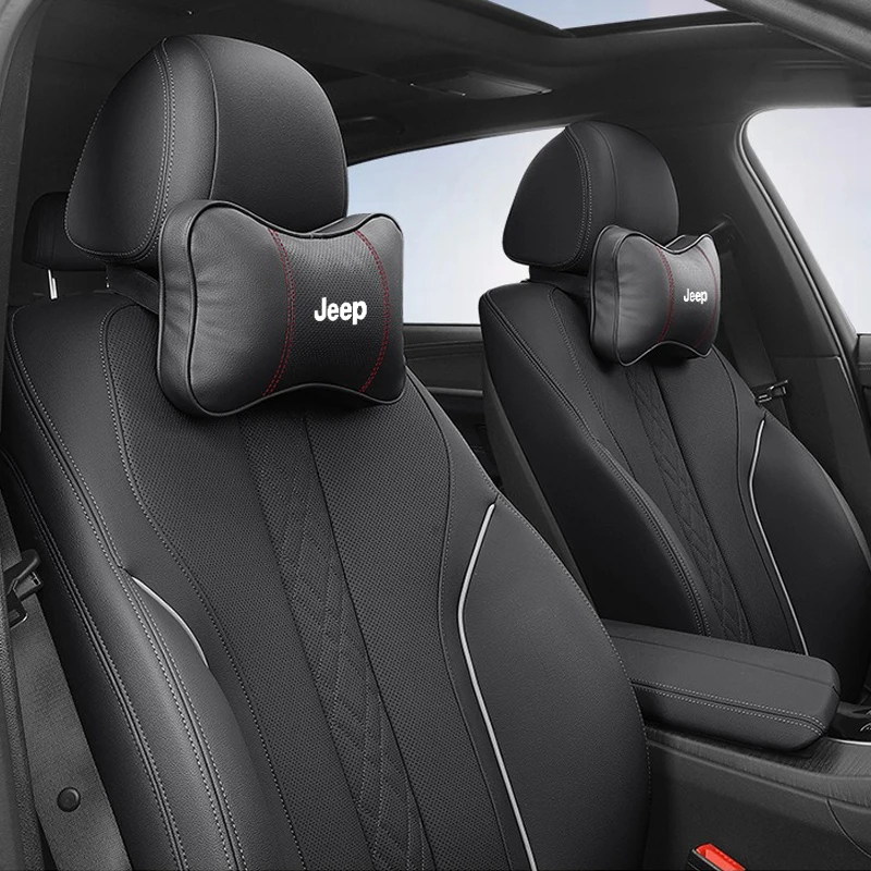New PU Leather Car Interior Seat Headrest Neck Protection Pillow For ...
