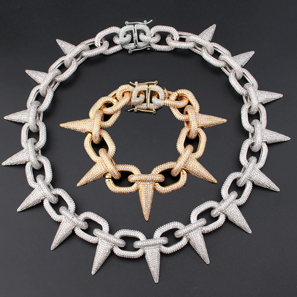 31mm-Big-Thorn-Chain-Iced-Out-Cuban-Link-Chain-Necklace-Bling-AAA ...