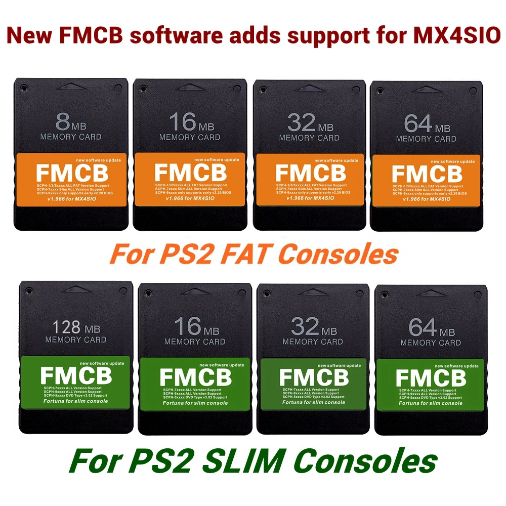 NEW FMCB Card V1.966 and Fortuna for PS2 MX4SIO SIO2SD SD TF Adapter Installed OPL 1.2.0 ZSO ...