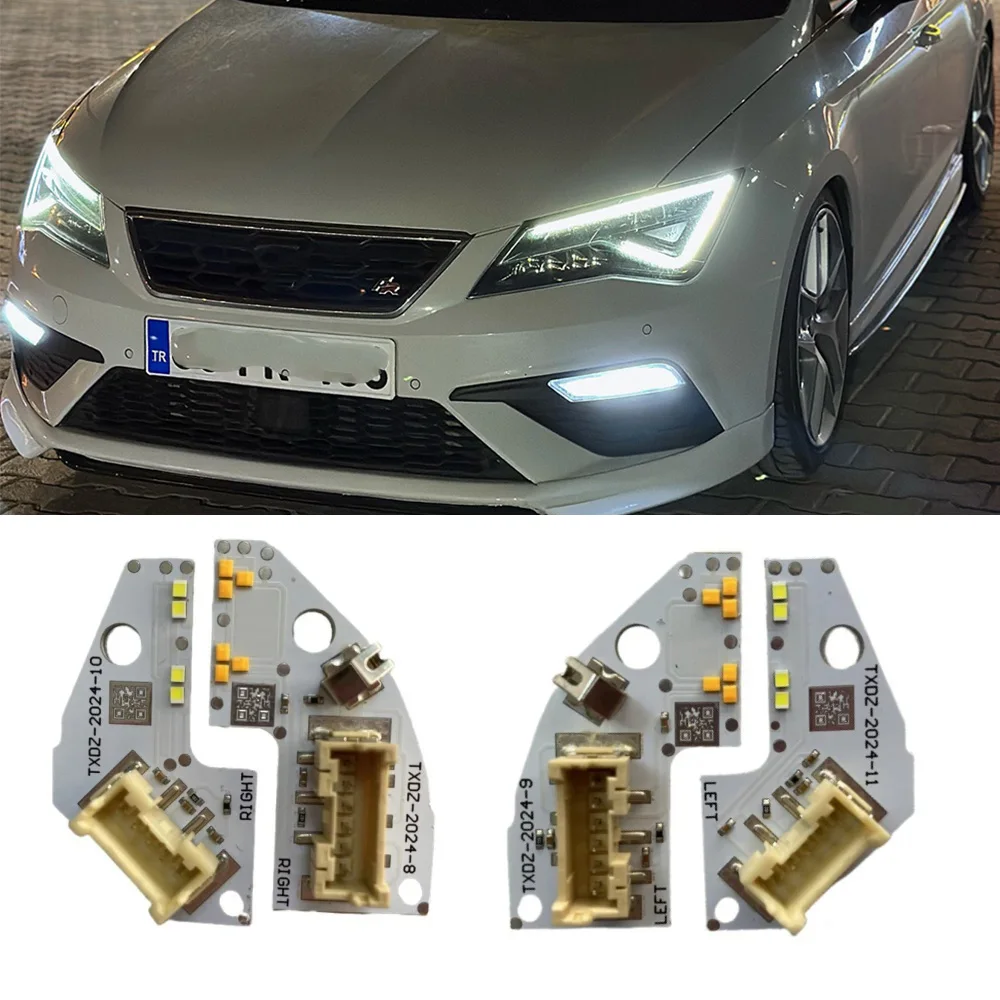 White-DRL-Boards-For-2017-2018-2019-2020-Seat-Leon-Cupra-LED-Headlight ...