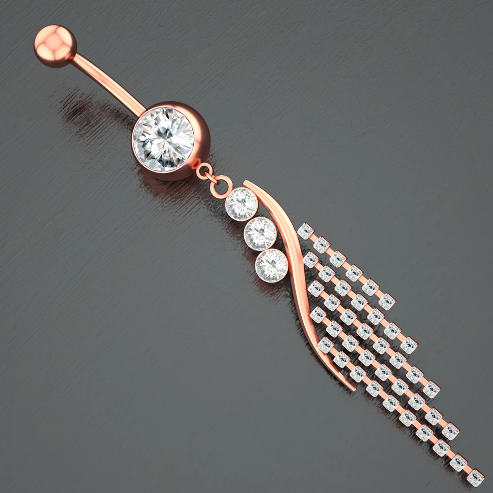 Rose Gold Farbe S Formigen Fringe Bauchnabel Ring Bauch Piercing Nombril 14G Edelstahl Baumelte Quaste Nabel ring Schmuck AliExpress