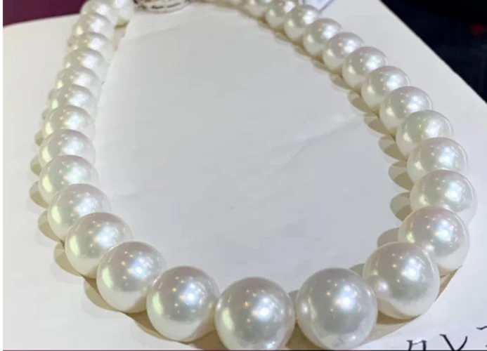 18-13-16mm-Natural-del-Mar-del-Sur-collar-de-perlas-redondas-blancas ...