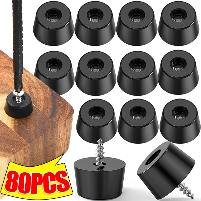 80-8Pcs-Chair-Leg-Rubber-Protectors-Black-Rubber-Pads-Table-Furniture ...
