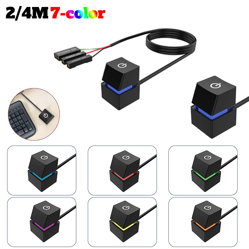 2/4m Colorful Lights PC Motherboard External Start Power On/Off Button ...