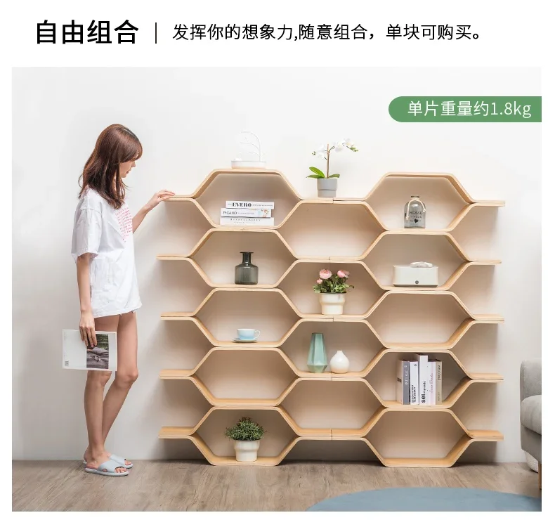 Bamboo court baffle shelf solid wood wall shelf wall partition shelf ...