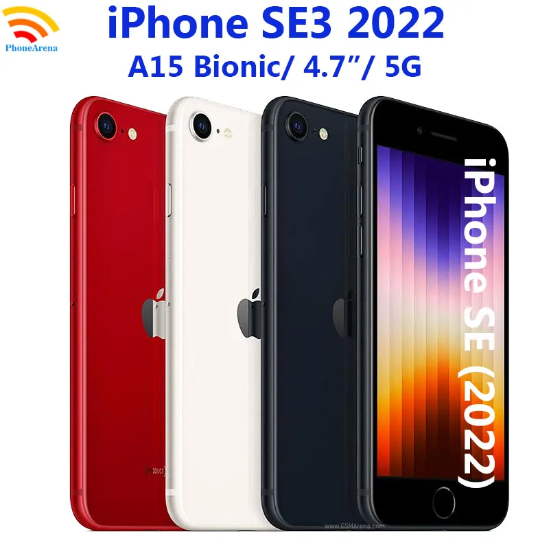 정품 아이폰 SE3 (2022) 5G SE2022, 4.7 인치 잠금 해제, 64 GB, 128GB ROM, IOS 지문 A15 바이오닉 IPS LCD NFC 소형 스크린 ...