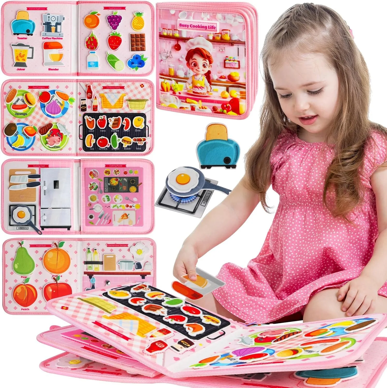 Kid Kitchen Busy Board Montessori Toys Early Educational Kitchen Cook ...
