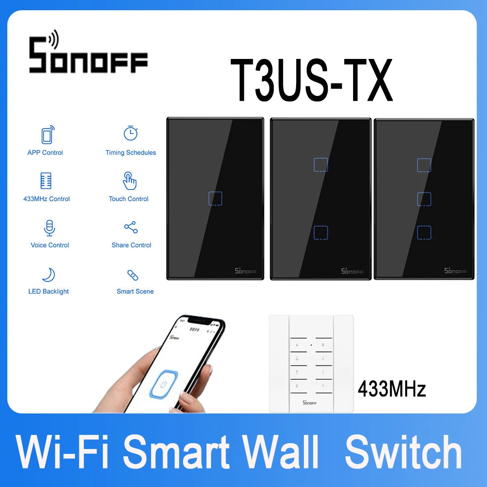 SONOFF Interruptor de luz de pared ITEAD T3US TX, dispositivo ...
