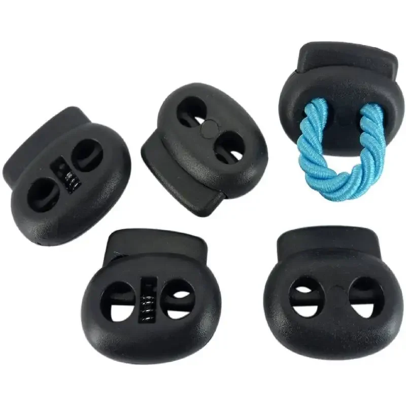 10pcs Plastic Cord Lock End Toggle Double Hole Spring Stopper Slider ...