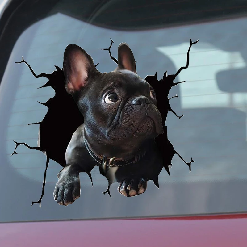 Car Sticker Auto Rear Window Puppy Broken Window Stickers Electrostatic ...