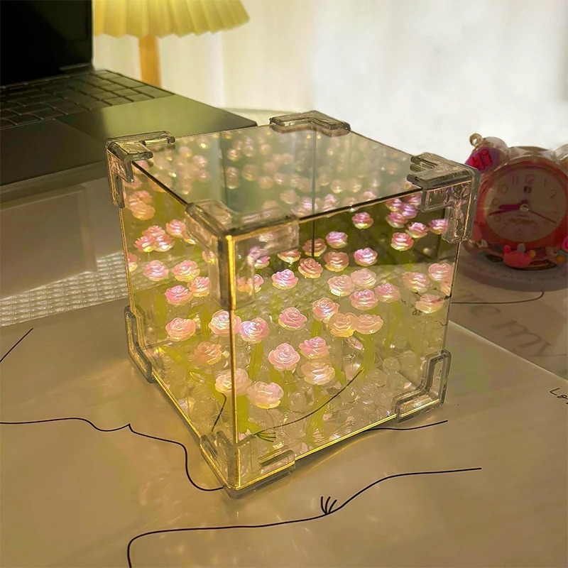 DIY-Tulip-Night-Light-Material-Flower-INS-Handmade-Home-Decor-Mirror ...