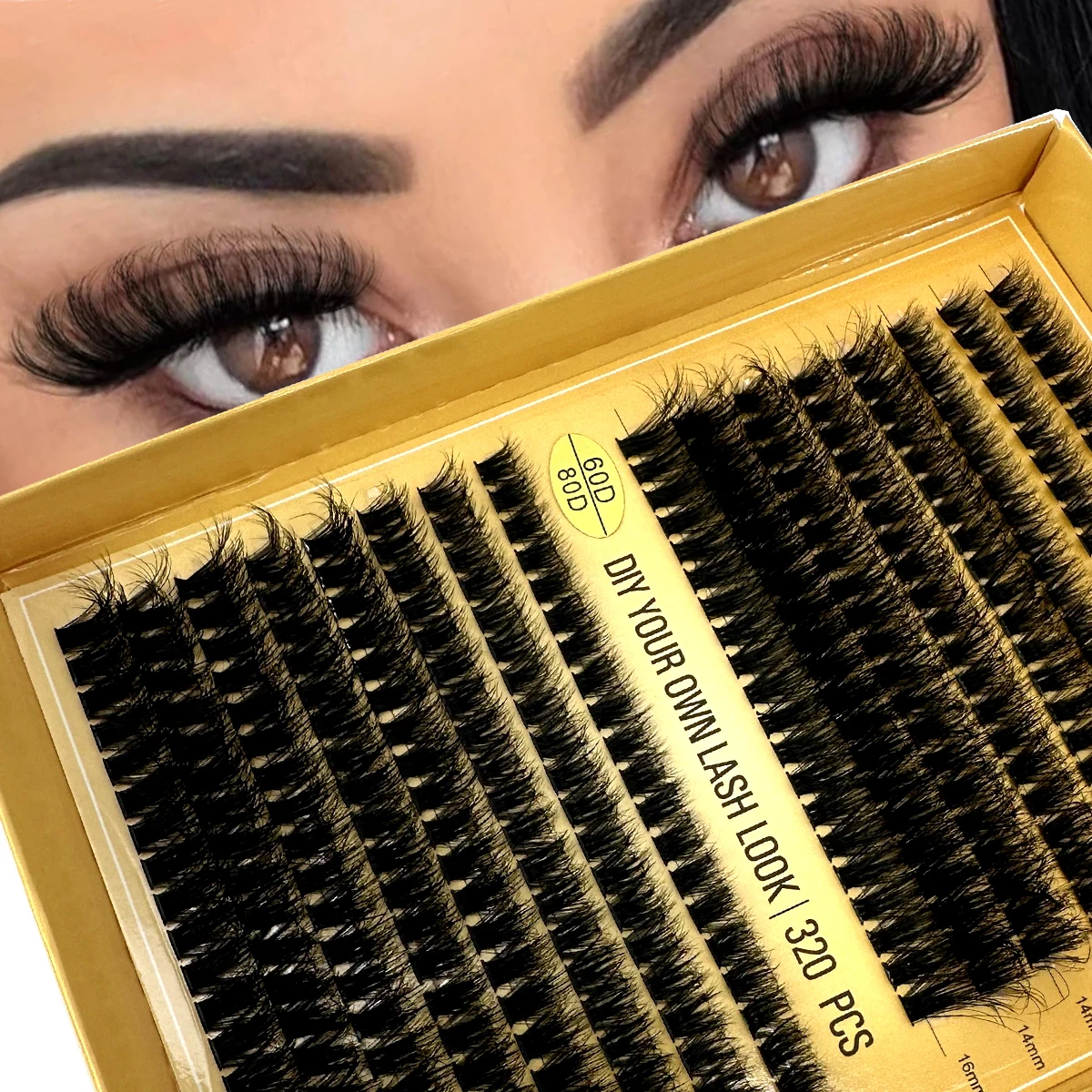 16Rows-320Bundles-5D-Fluffy-Lashes-Cluster-60-80-100D-Thick-Eyelash ...