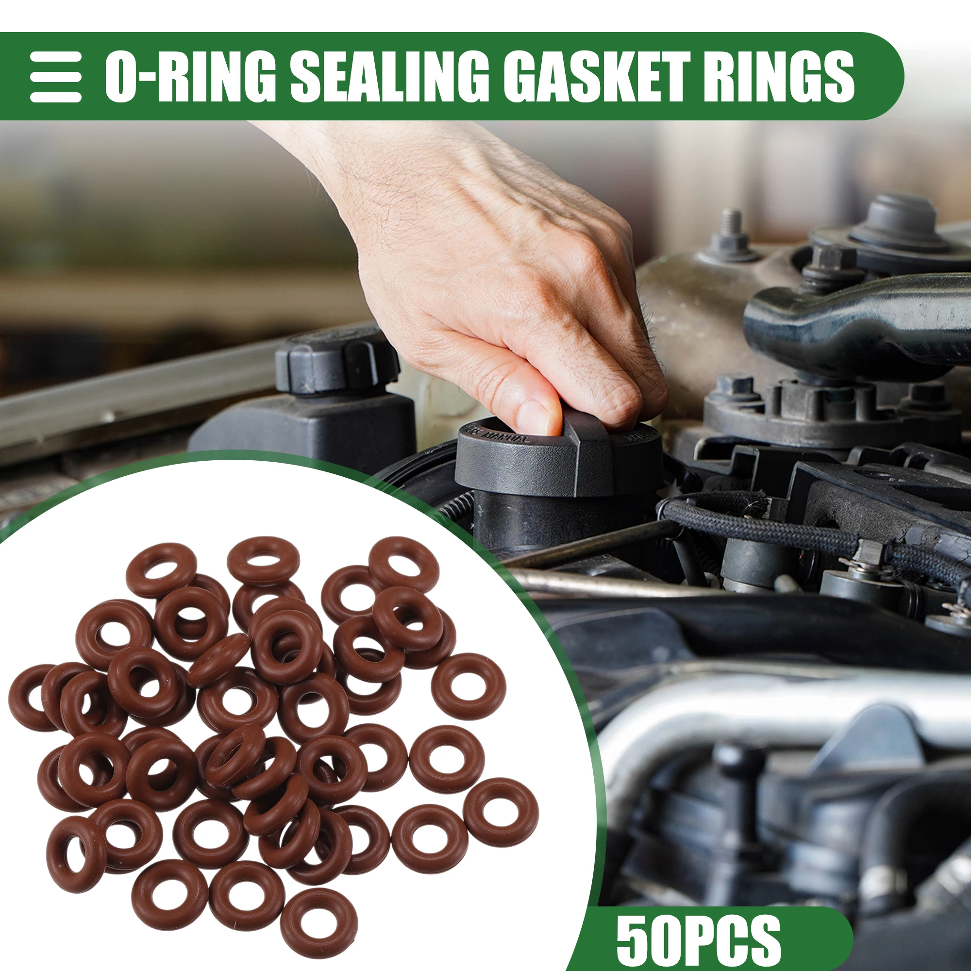 X-Autohaux-50Pcs-Rubber-O-ring-Gaskets-Seal-Ring-Set-FKM-Rubber-High ...