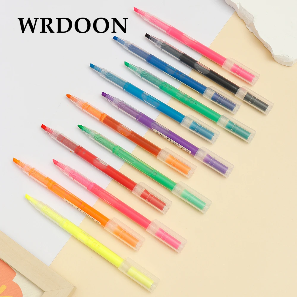 12pcs-Multicolored-Gel-Pen-Straight-Liquid-Highlighter-Drawing-Doodling ...