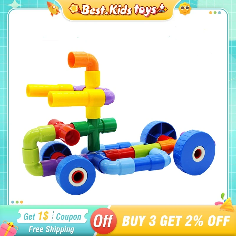 DIY Water Pipe Building Blocks Toys Kid Marble Run 3D Montessori ...