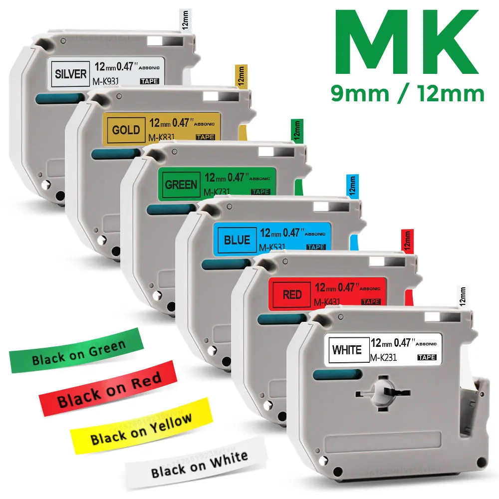 1pcs 9/12mm MK231 M Tape Compatible Brother Label MK231 MK131 MK221 ...