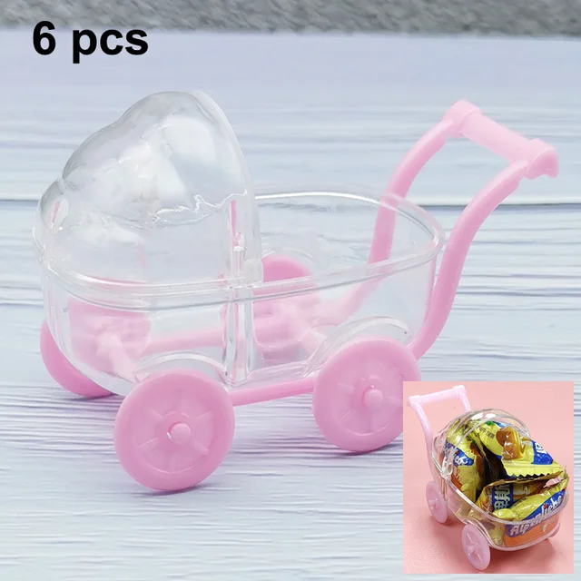 6Pcs cute Mini Plastic Baby Stroller cart Bassinet Candy Box Baby ...