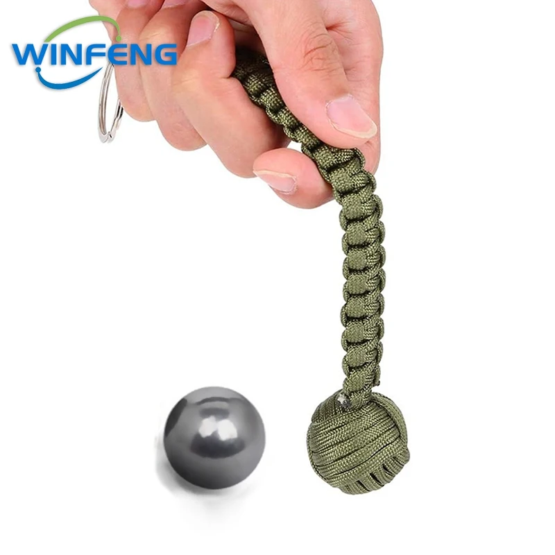 Self-Defense-Lanyard-Monkey-Fist-Keychain-Outdoor-Security-Protection ...