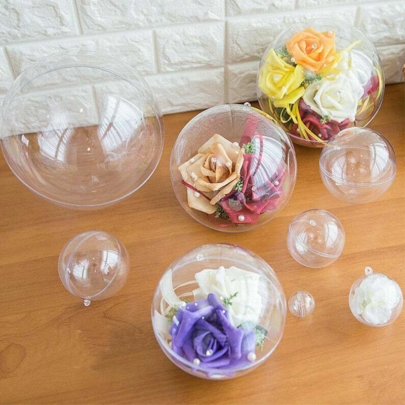 Clear Christmas Balls Spher Plastic Xmas Tree Ornament Baubles DIY ...