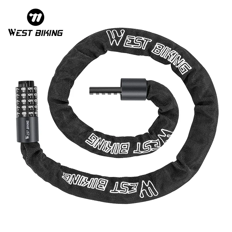 WEST BIKING Anti-Theft Bicycle Lock 1-1.5m 5-Digit Combination Bike ...