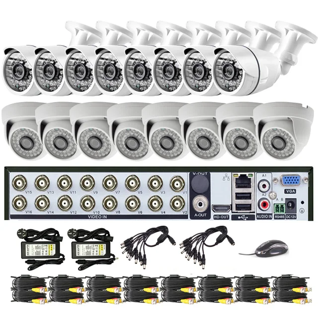 Factory Security CCTV System Analog Camera 16pcs Set 16 Channel DVR Kit ...