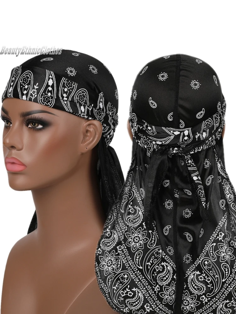 Fashion-Men-Durag-Turban-Hat-Wigs-du-rag-Long-Tail-Biker-Headband ...