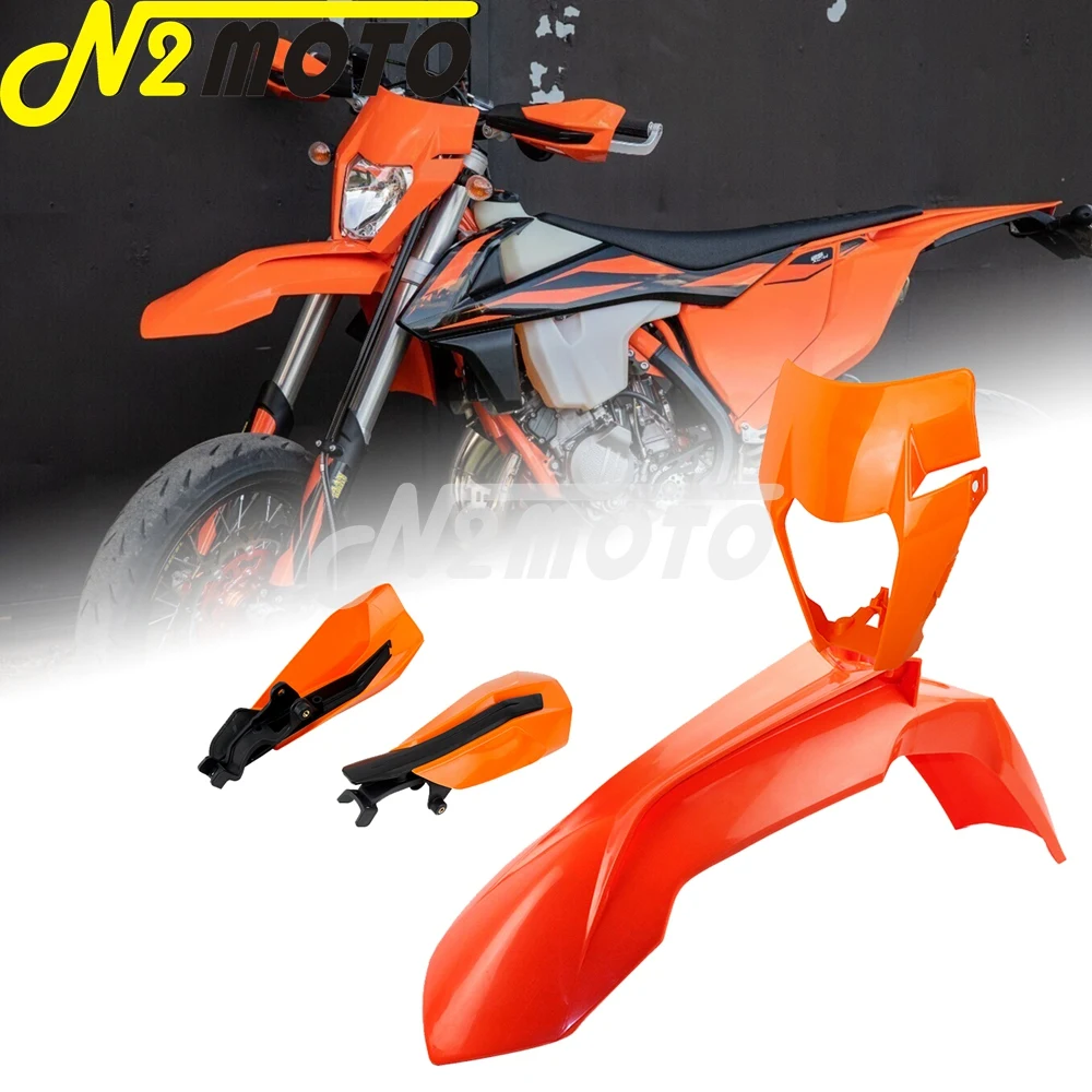 Enduro-MX-Kit-de-carenado-de-pl-stico-blanco-naranja-m-scara-de-faro ...
