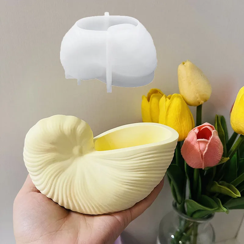 Conch Shell Vase Cement Mold Succulent Plant Pot Concrete Silicone ...