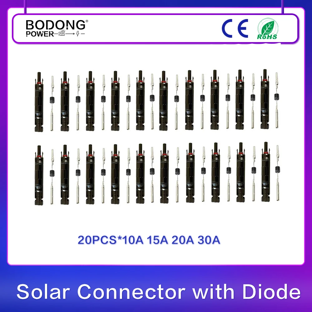 10A-15A-20A-30A-Diode-Suit-20PCS-Solar-Connector-for-14-12-10-AWG-Wire ...