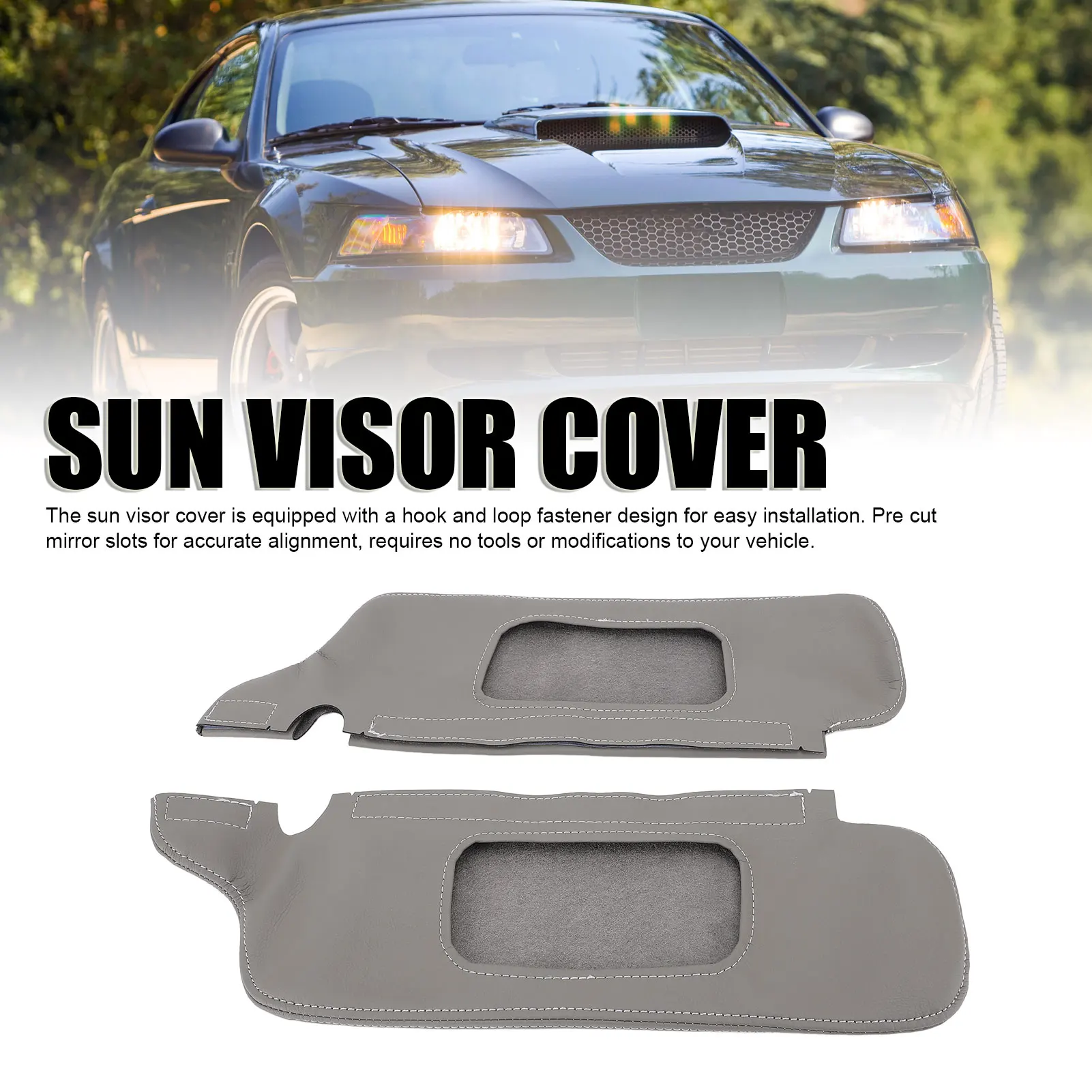 1 Pair Car Sun Visor Protector Cover PU Leather Stylish Look Scratch ...