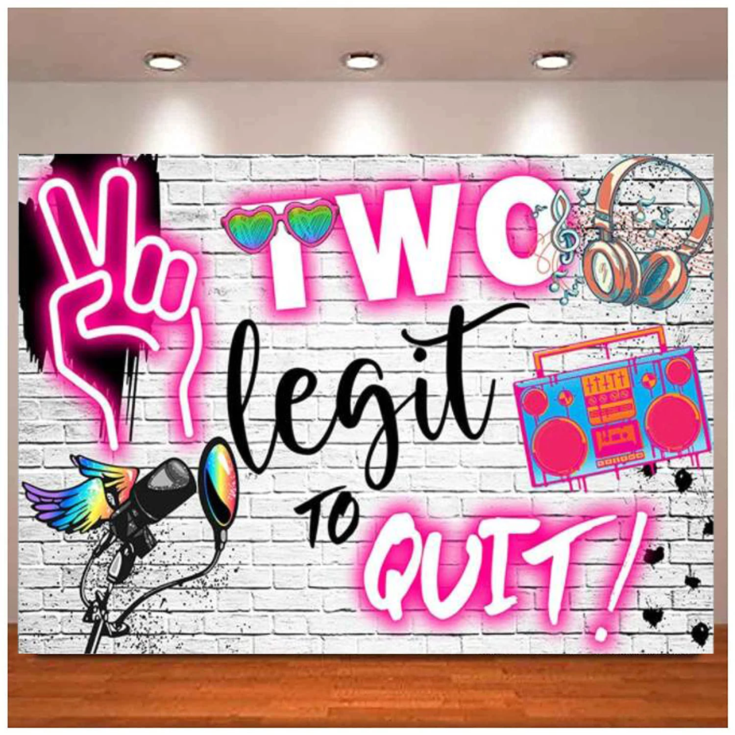 Two Legit To Quit Girl 2nd Birthday Photography Backdrop Hip Hop Party ...