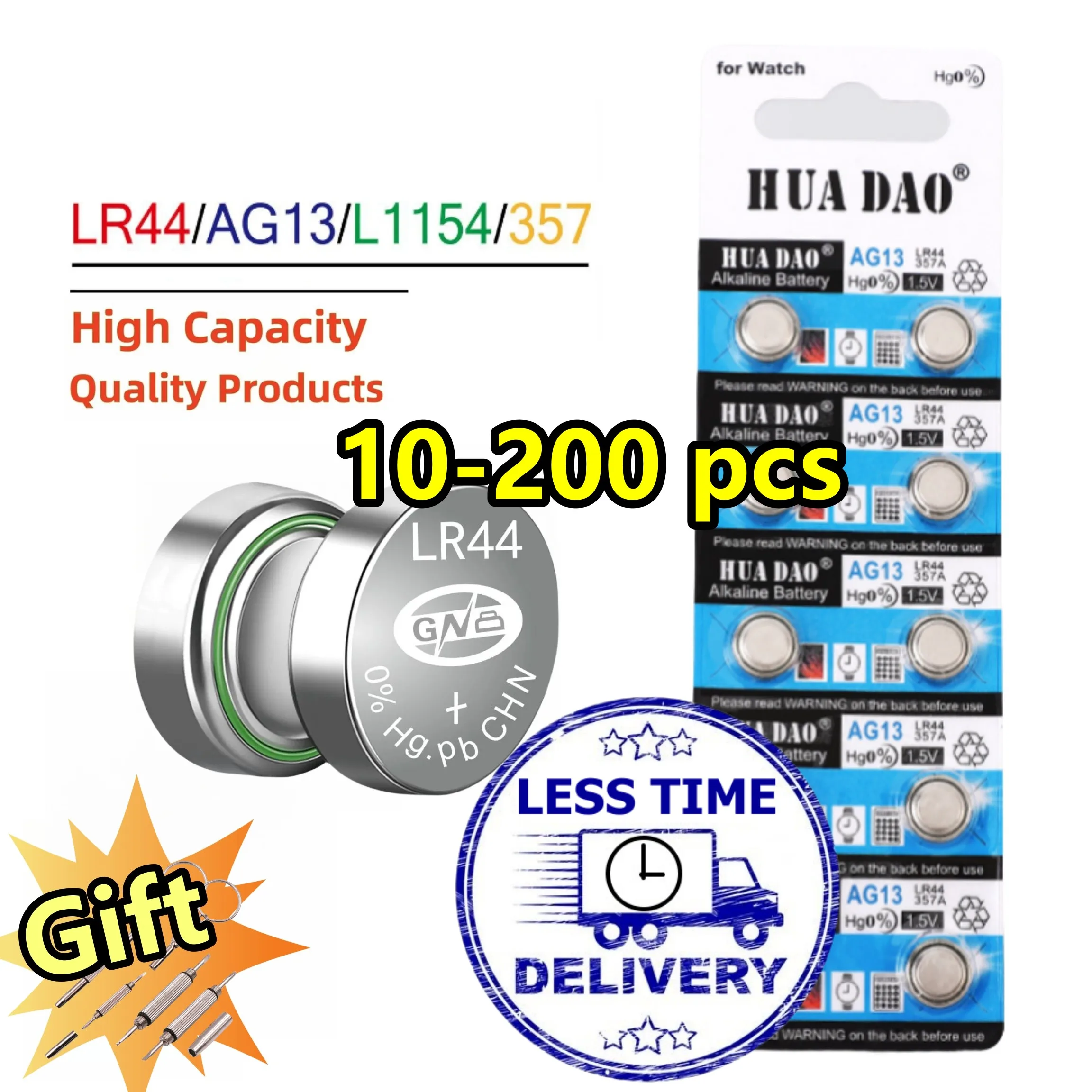 10-200pcs-AG13-LR44-Batteries-Button-Cell-Battery-1-5V-357-SR44-LR1154 ...