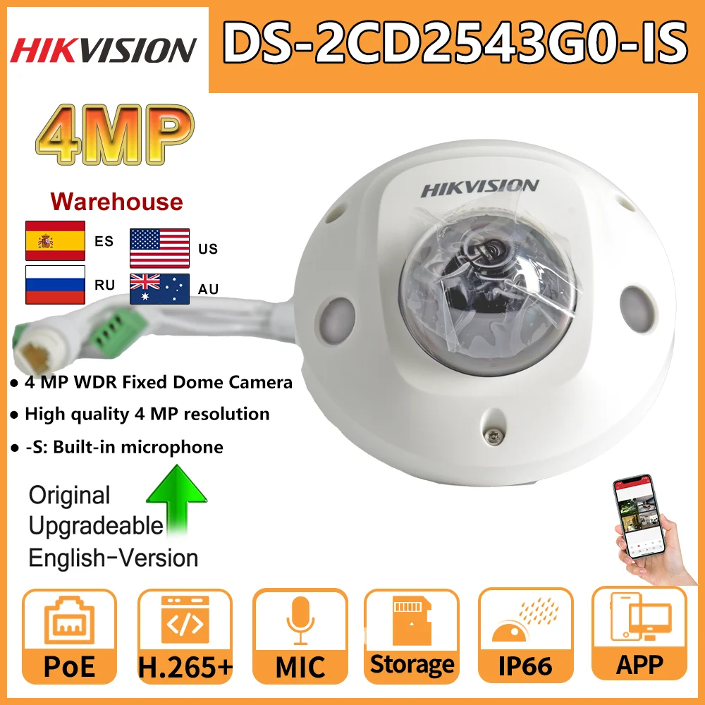Hikvision Original IP Camera 4MP DS-2CD2543G2-IS AcuSense Built-in Mic ...