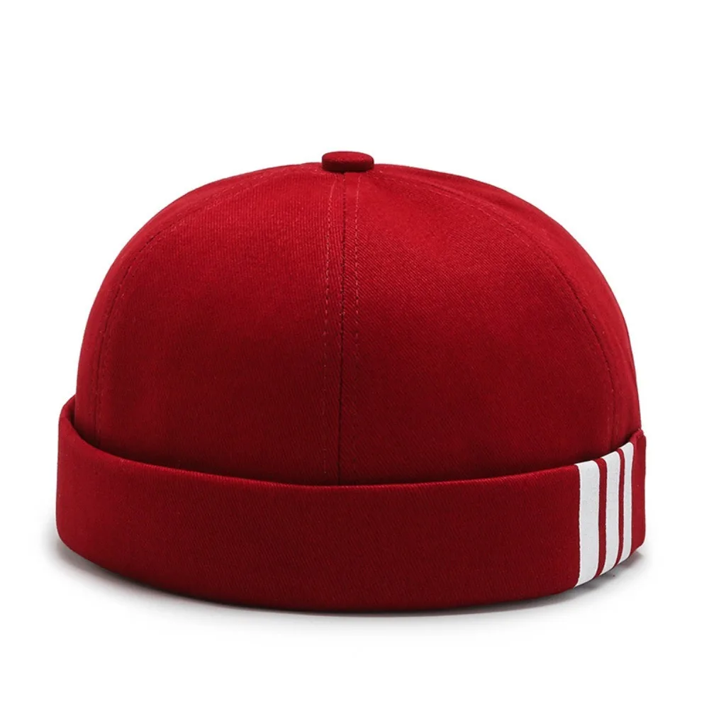 Cotton-Round-Hat-2024-Stripe-Print-Solid-Hip-Hop-Hat-Vintage-Brimless ...