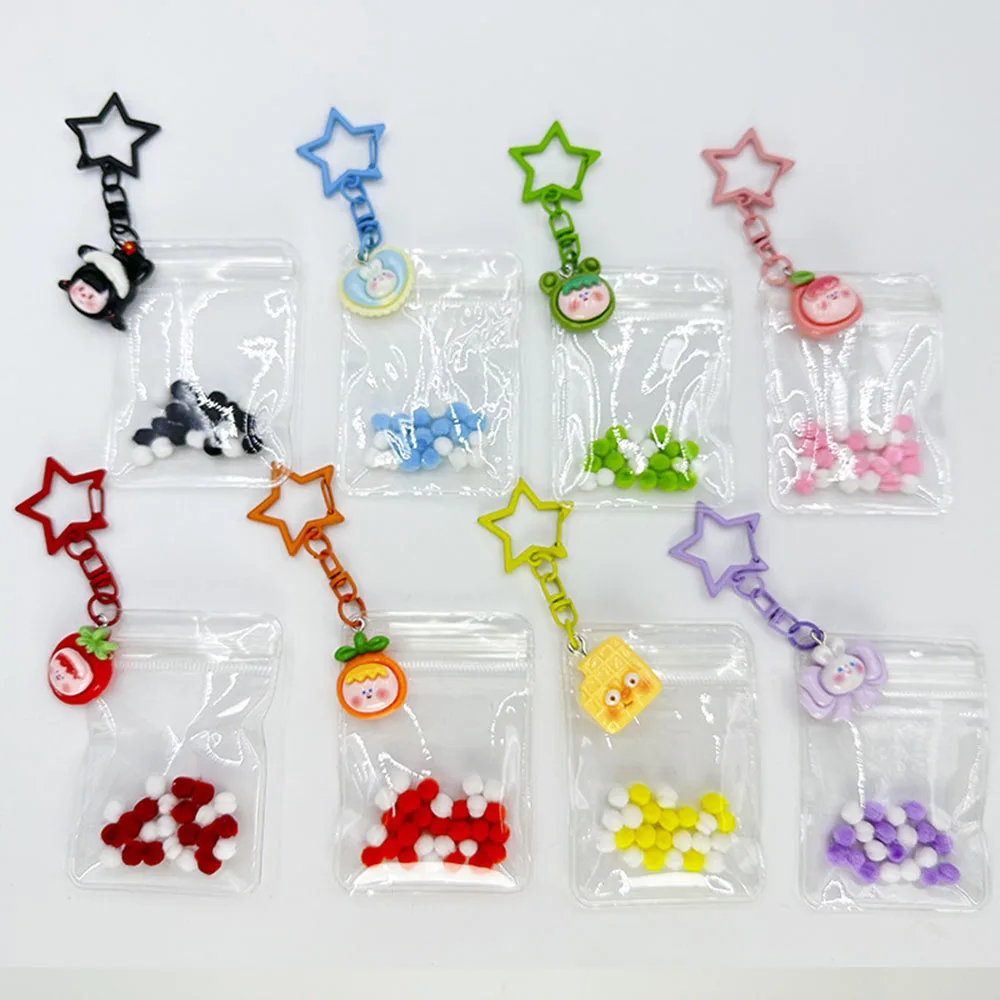 Mini Doll Bag Keyring PVC Bag Star Keychain Transparent Mystery Box ...
