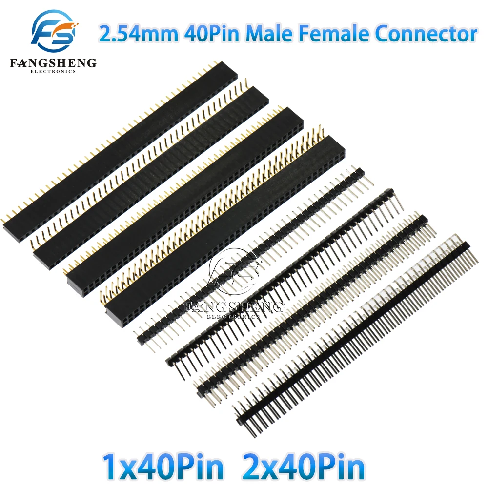 10CS-Pitch-2-54mm-1x40-2x40-Pin-Single-Double-Row-Right-Angle-Straight ...